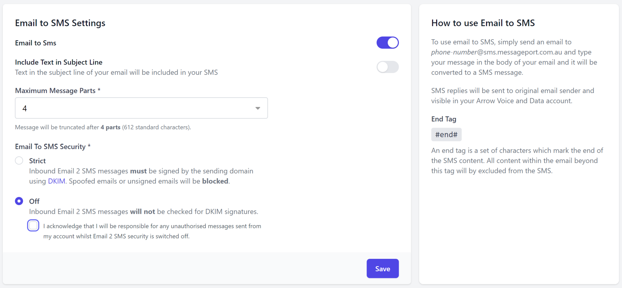 Email to SMS - Support | Edgility