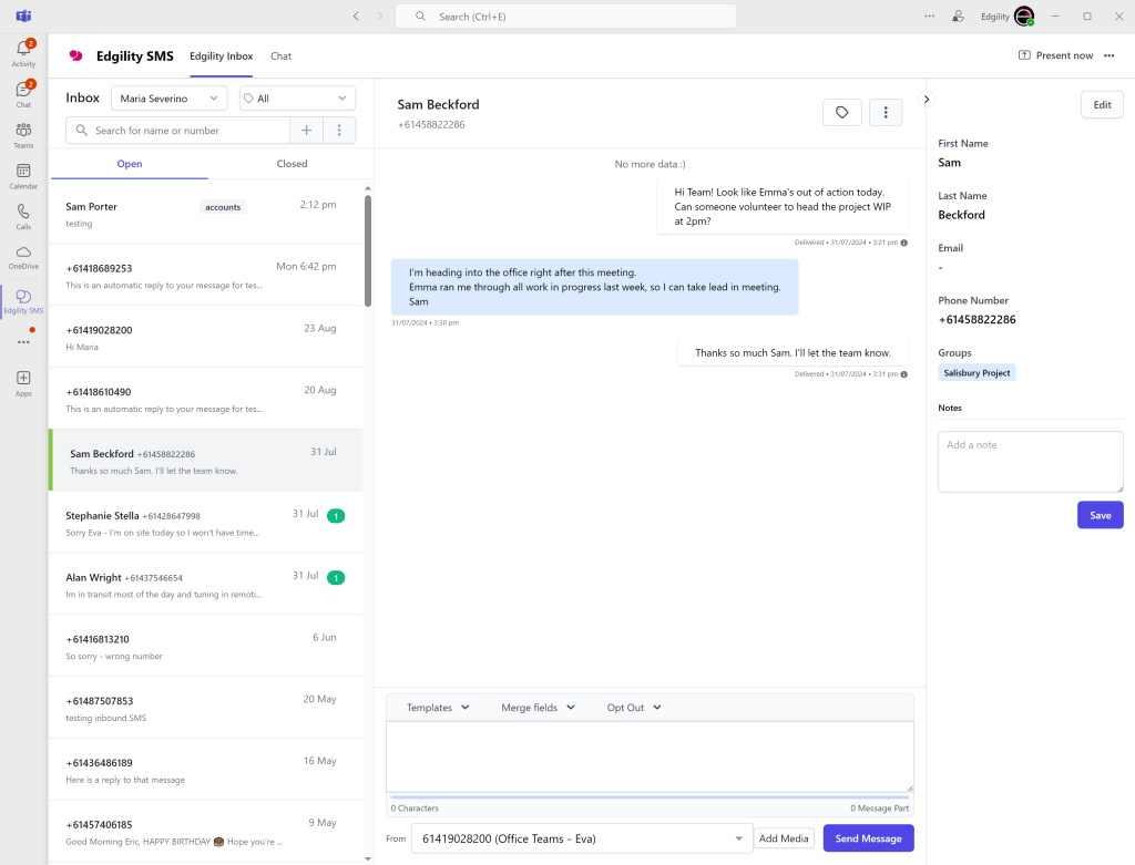 Microsoft Teams - Support | Edgility