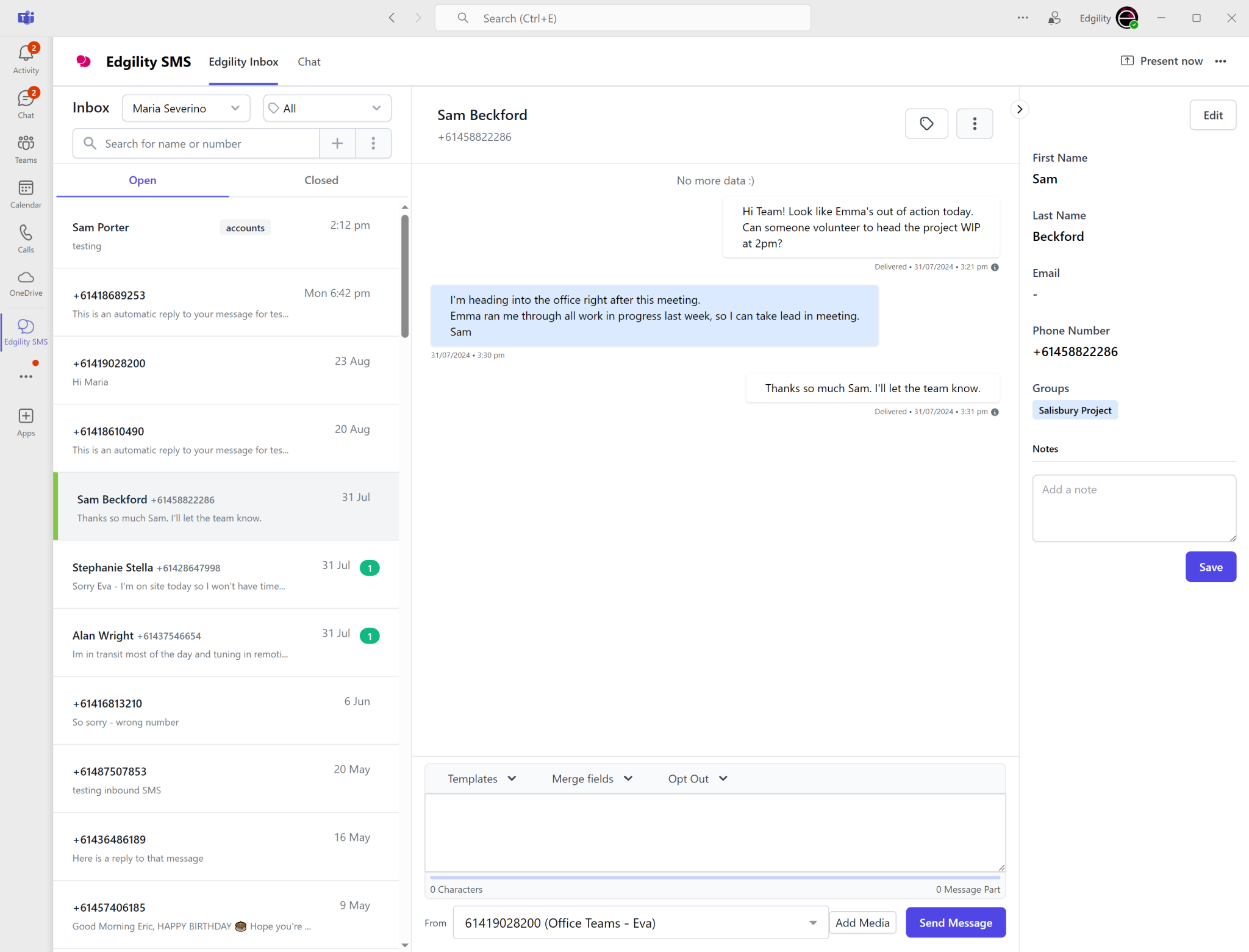 Microsoft Teams - Support | Edgility