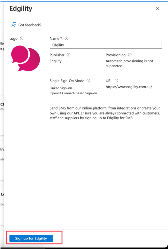 Edgility Azure SSO Configuration - Support | Edgility